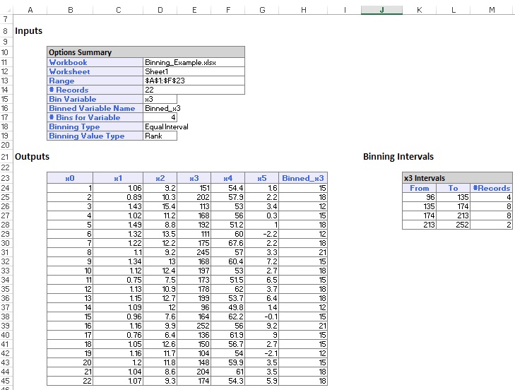 Bin Continuous Data Example | solver